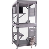 Aivituvin Indoor & Outdoor Cage - Wooden Cat House with Door, 71-Inch ...