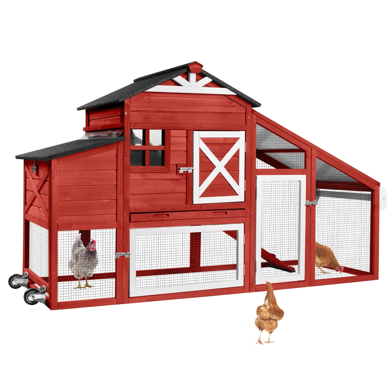 Aivituvin Chicken Coop Mobile Hen House with Nesting Box with Wheel for ...