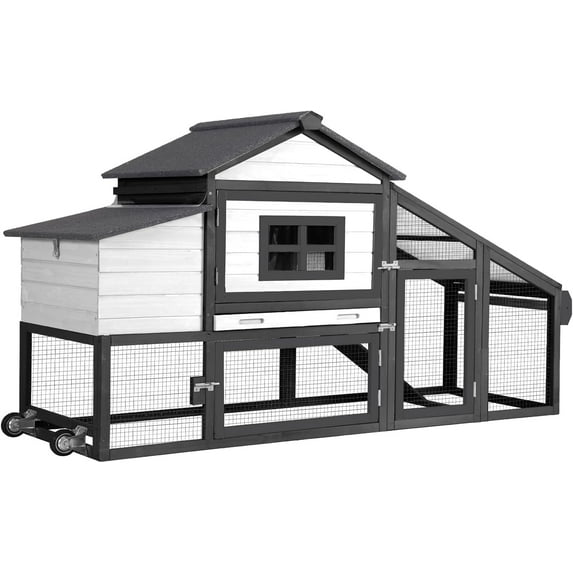 Aivituvin Rabbit Hutch Outdoor Mobile Chicken Coop with Wheels Wooden ...