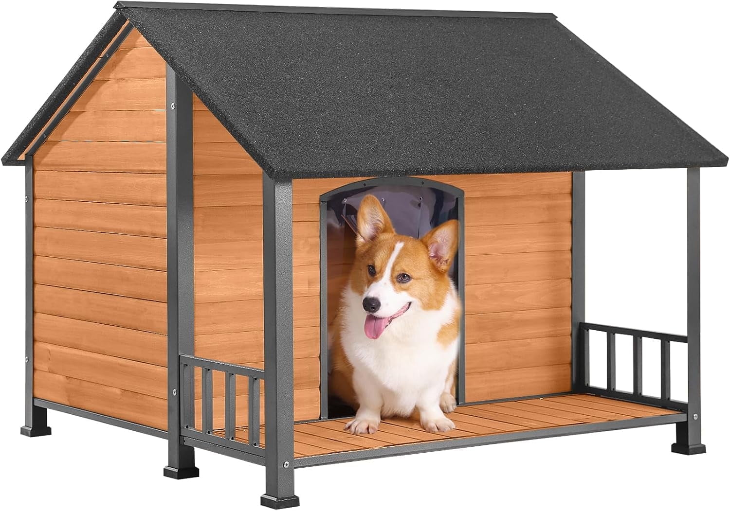 Aivituvin Dog House Outdoor 47.2" L Upgraded with Metal Frame Large Dog ...