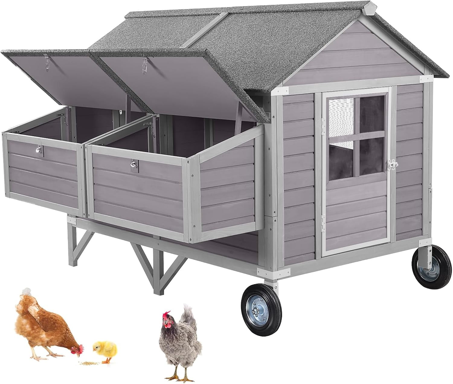 Aivituvin Extra Large Chicken Coop for 8-10 Chickens with Large Wheels ...