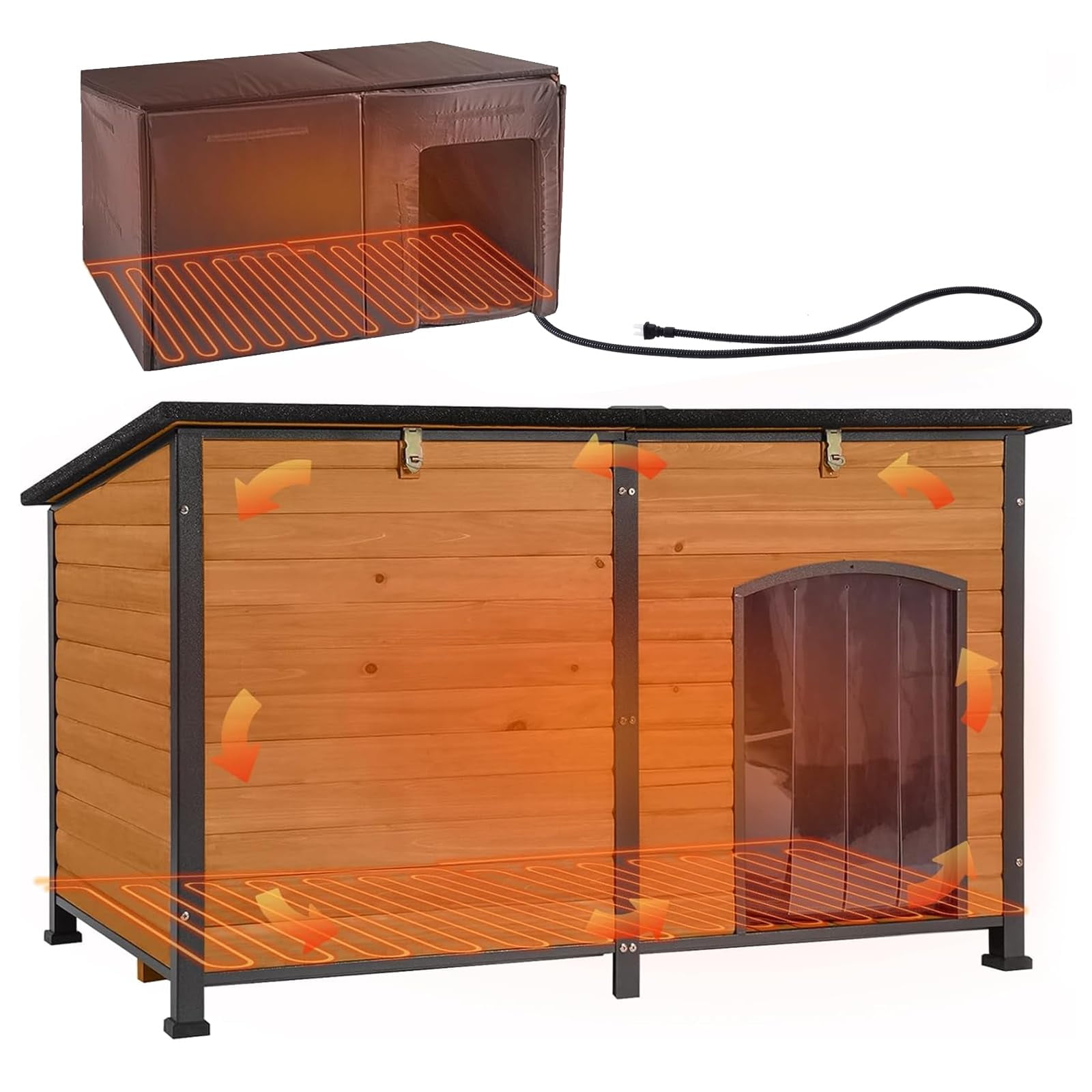 Aivituvin Extra Large Heated Dog House Insulated Dog Kennel Winter ...