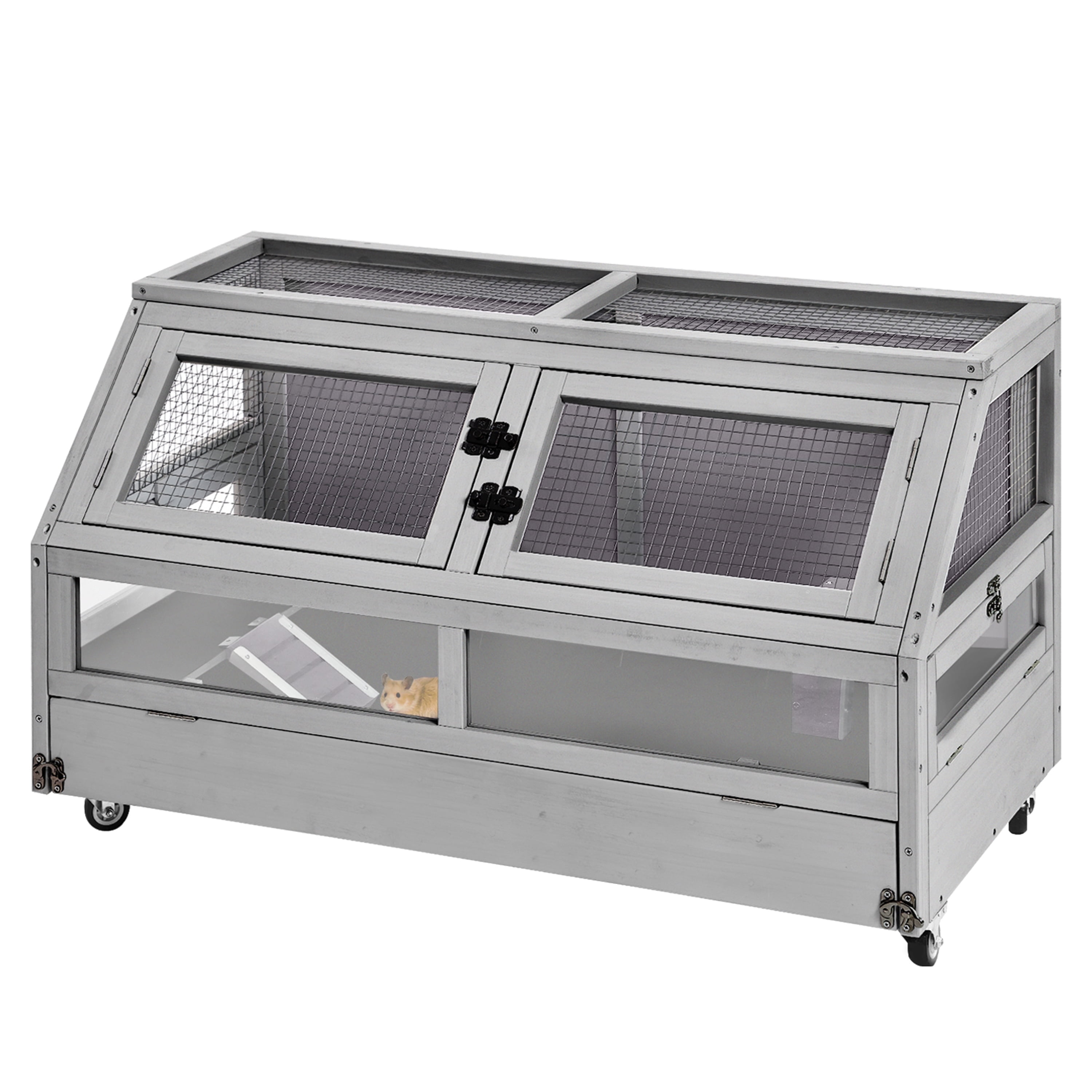 AIVITUVIN Indoor Large Wooden Hamster Cage - 5.4 Sq FT Expandable ...