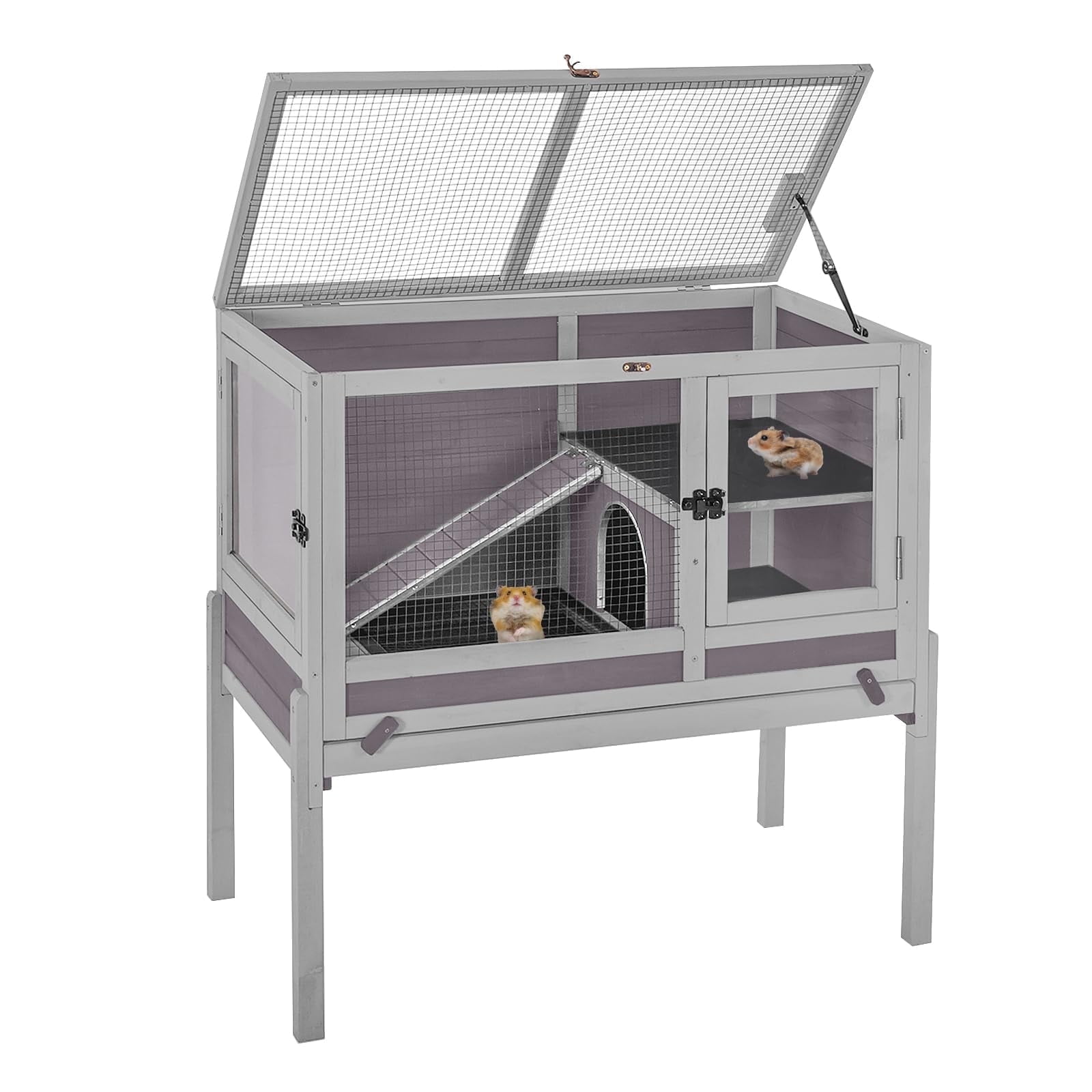 Aivituvin Guinea Pig Cages Indoor Rabbit Hutch with Removable Stand ...