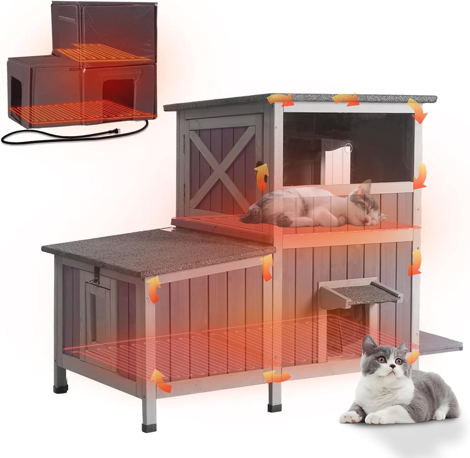 Aivituvin Heated Cat House for Outside Indestructible Outdoor Cat House ...