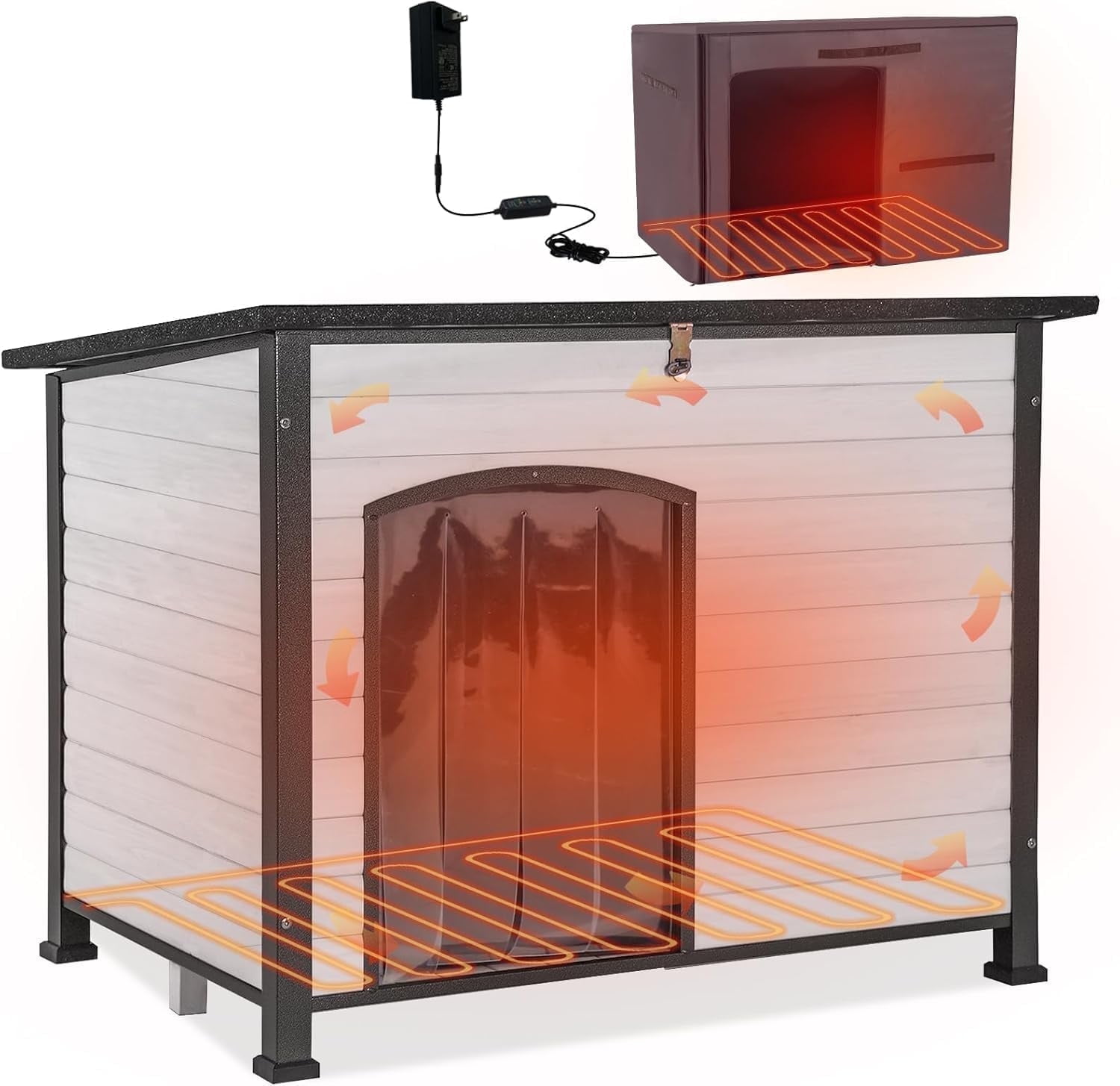 Aivituvin Heated Dog House Outdoor Dog Kennel with Insulated Liner All ...