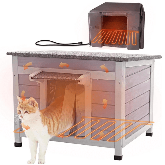 Aivituvin Heated Cat House Large Outdoor Cat House Insulated for ...