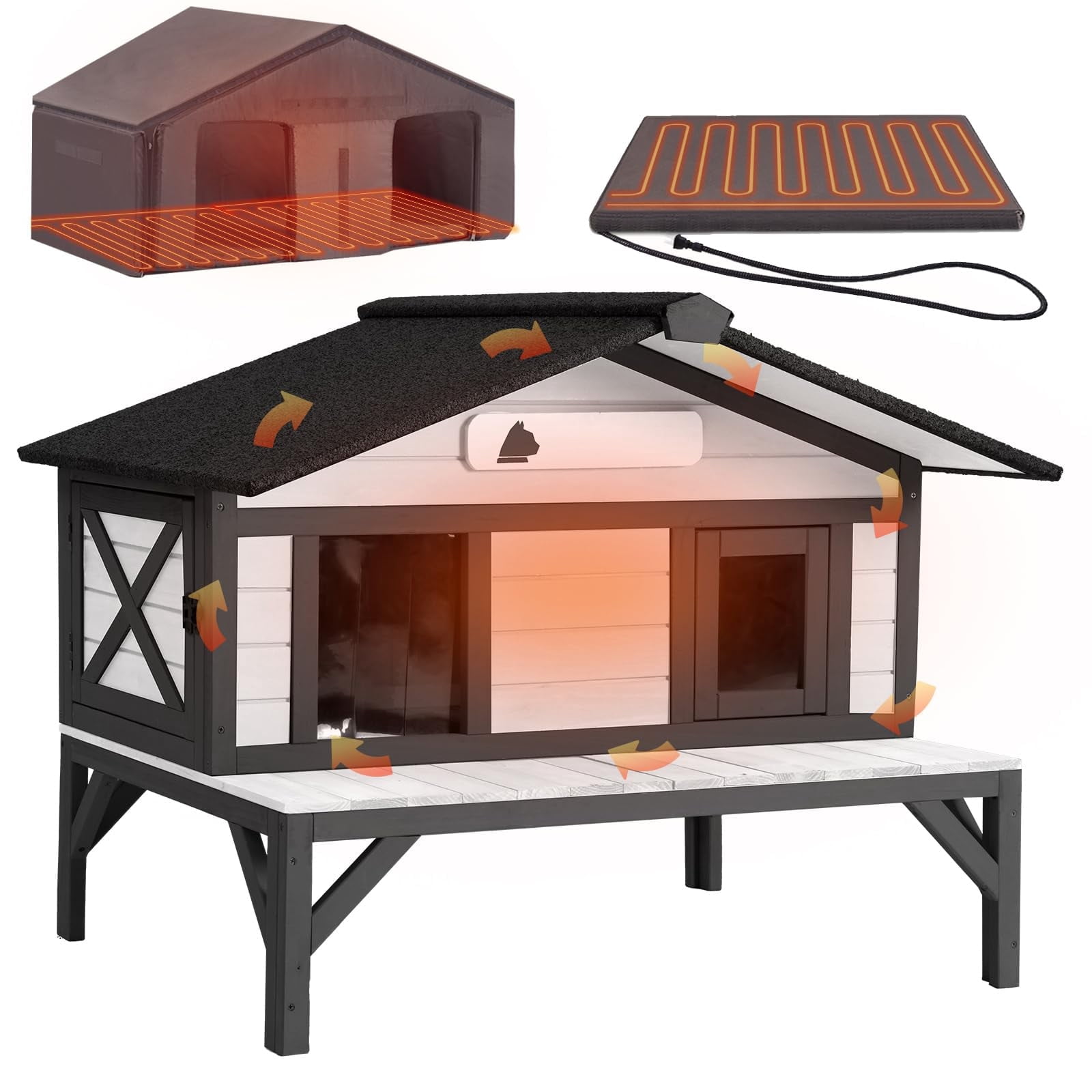 Aivituvin Heated Cat House for Outside, Insulated Outdoor Cat House ...