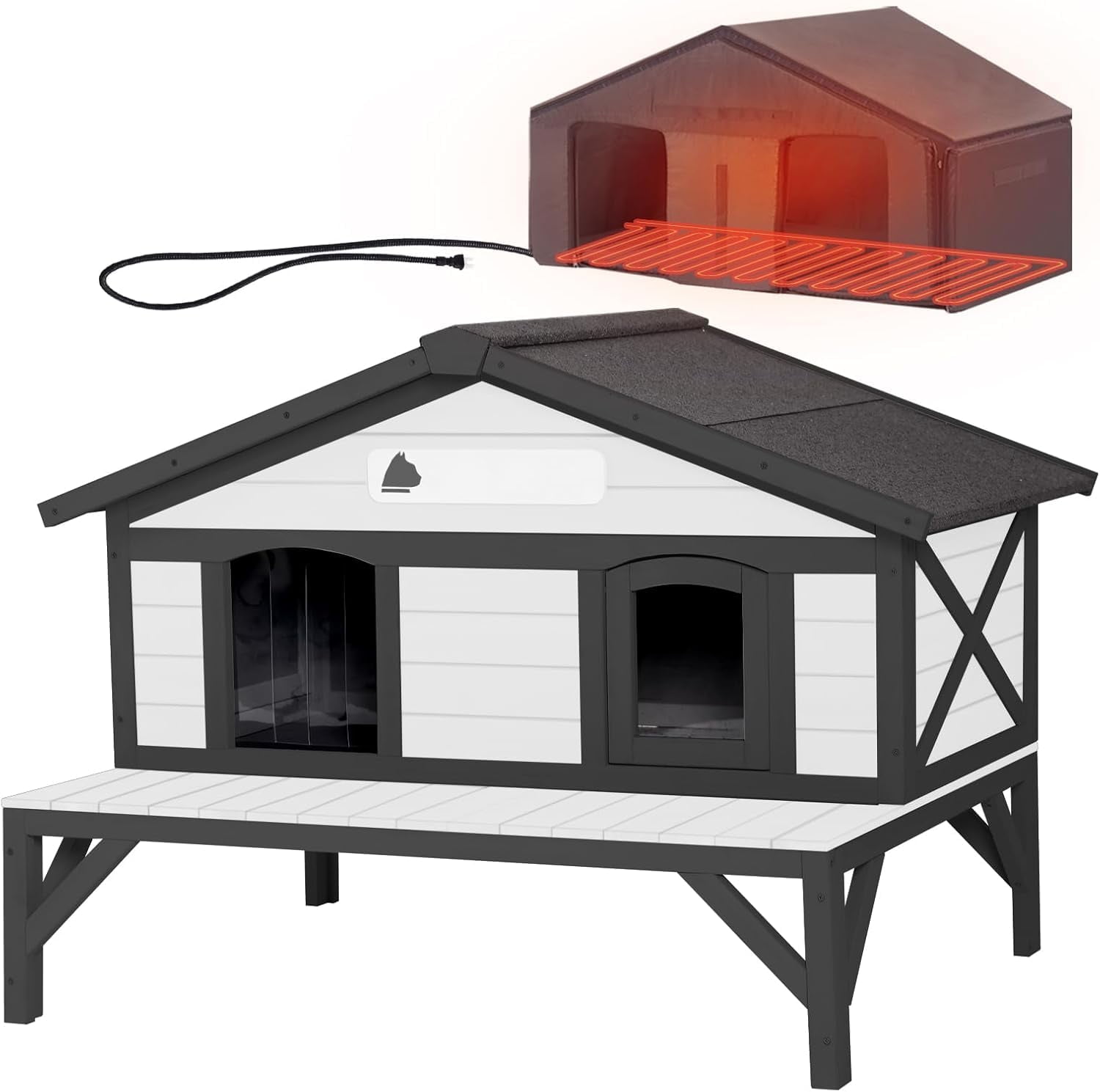 Aivituvin Heated Outdoor Cat House for Outside Weatherproof Insulated ...