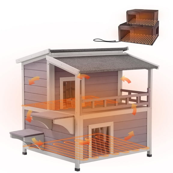 Heated Cat House for Outside Pets in Winter Heated Outdoor Cat House ...