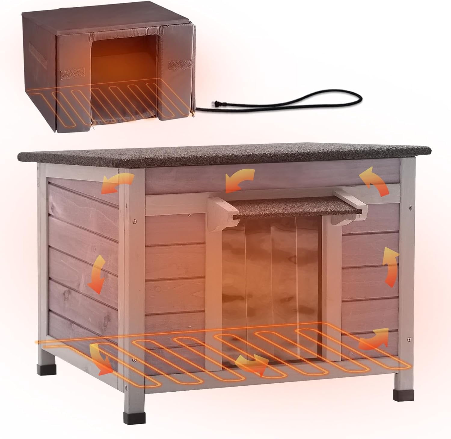 Aivituvin Heated Outdoor Insulated Dog House with Heating Pad and 6 ...