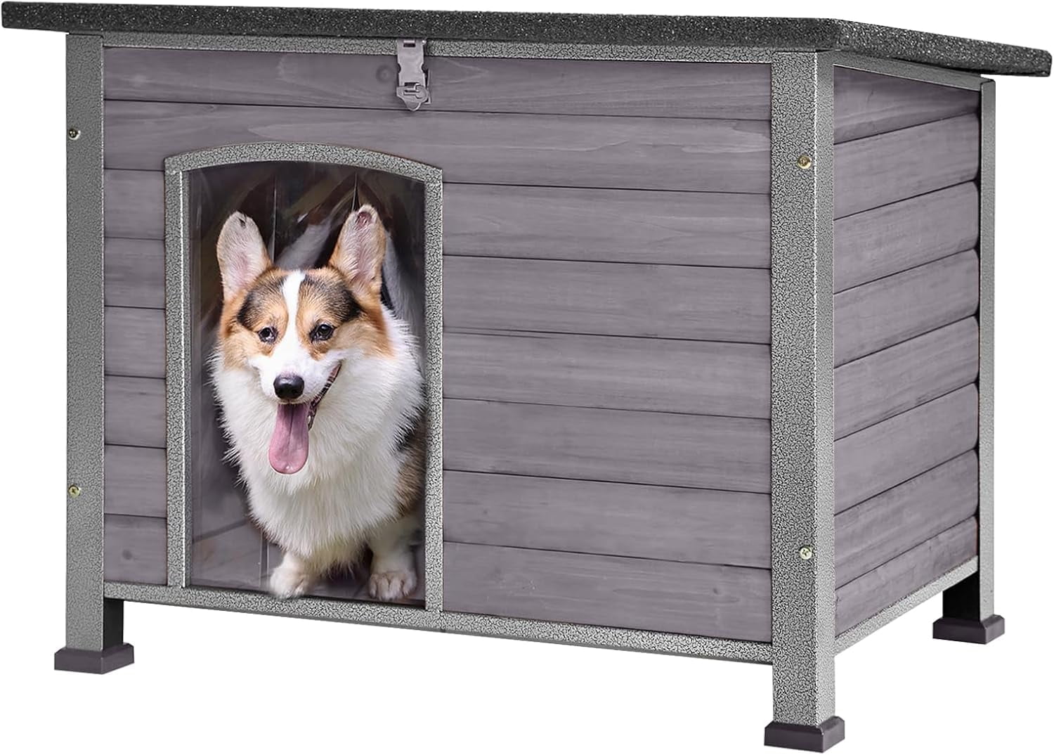 Aivituvin Indoor Outdoor Dog House, Anti-Chewing Iron Frame Dog Kennel ...