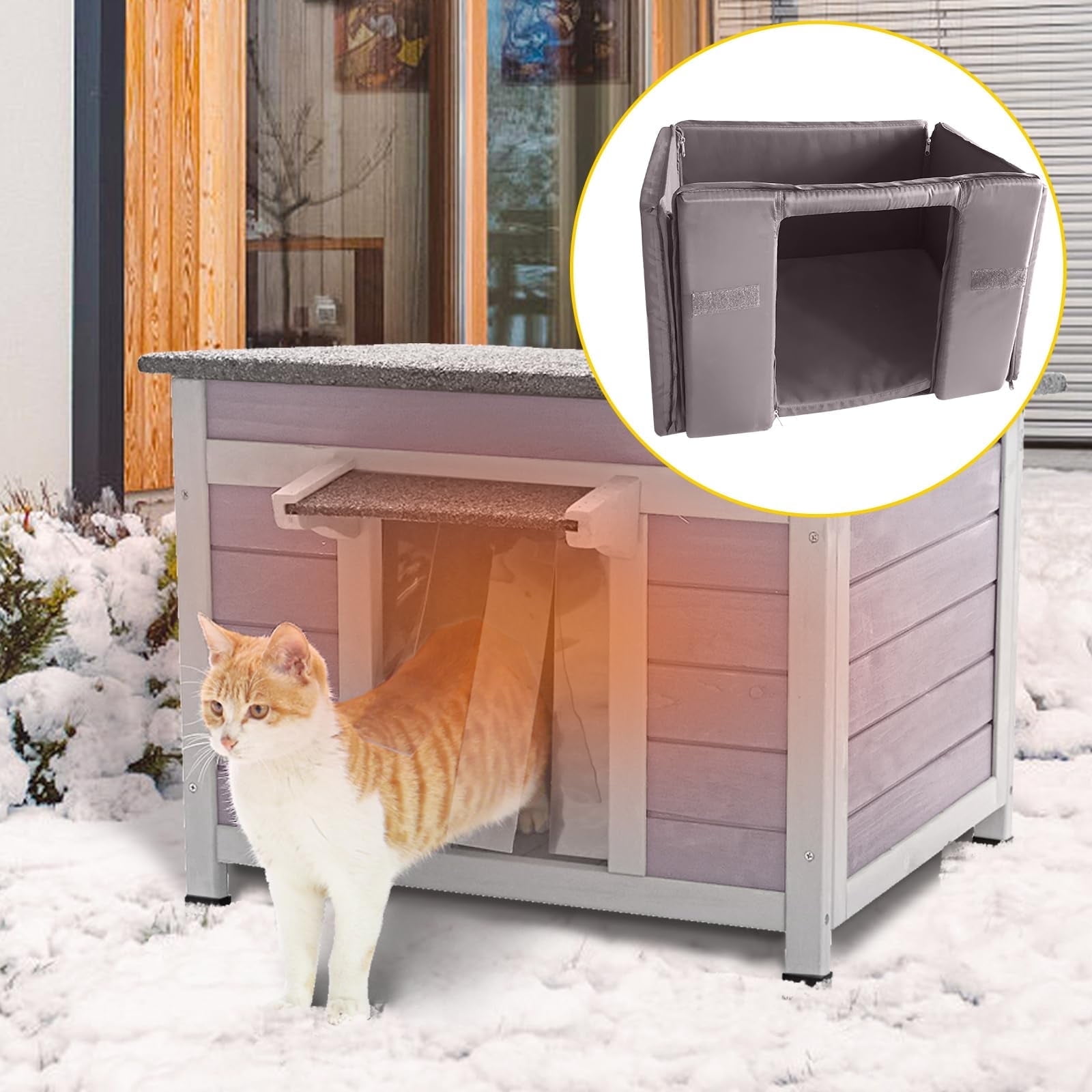 Aivituvuin Large Wooden Insulated Outdoor Cat House, Weatherproof ...