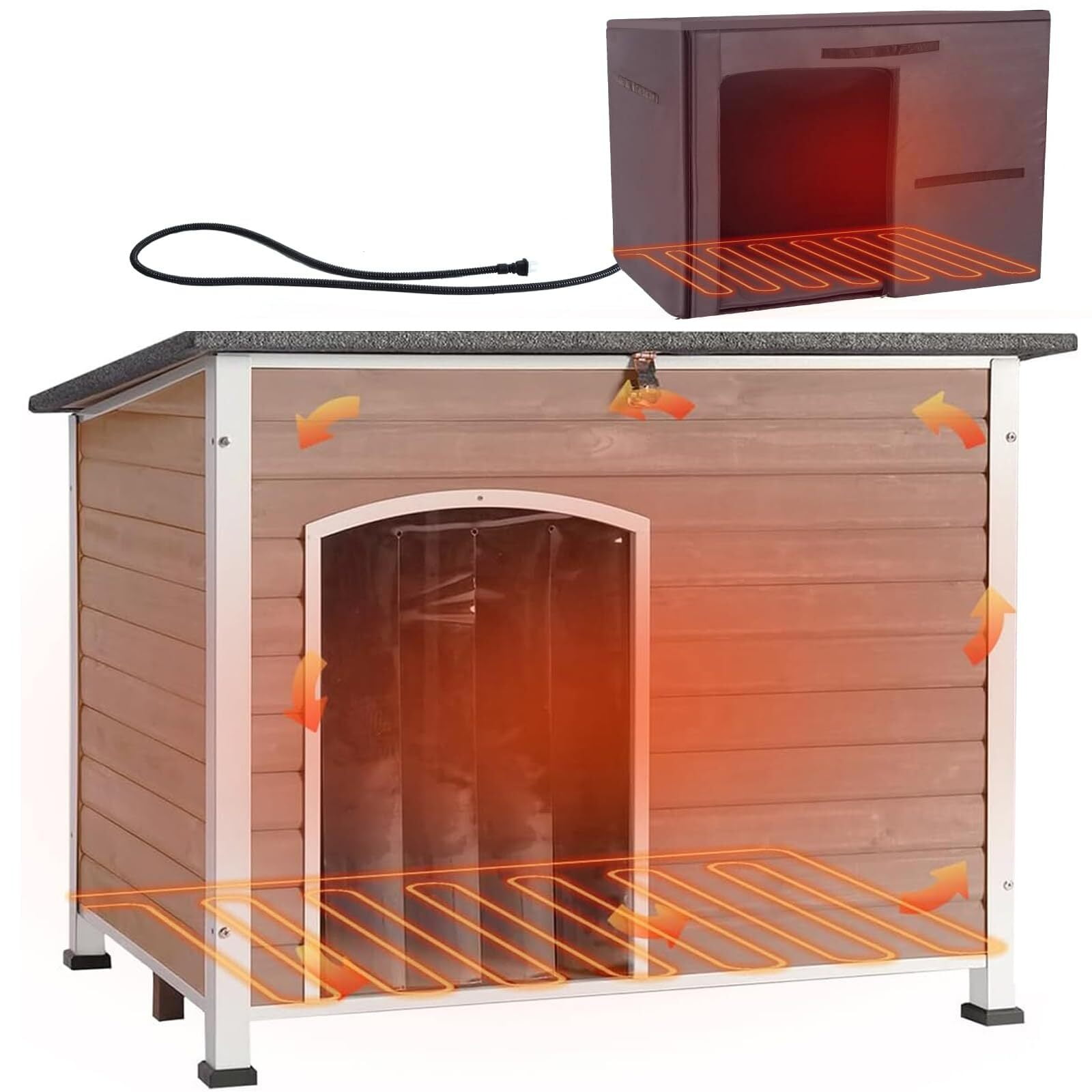Aivituvin Insulated Heated Dog House with Insulated Liner & Heating Pad ...