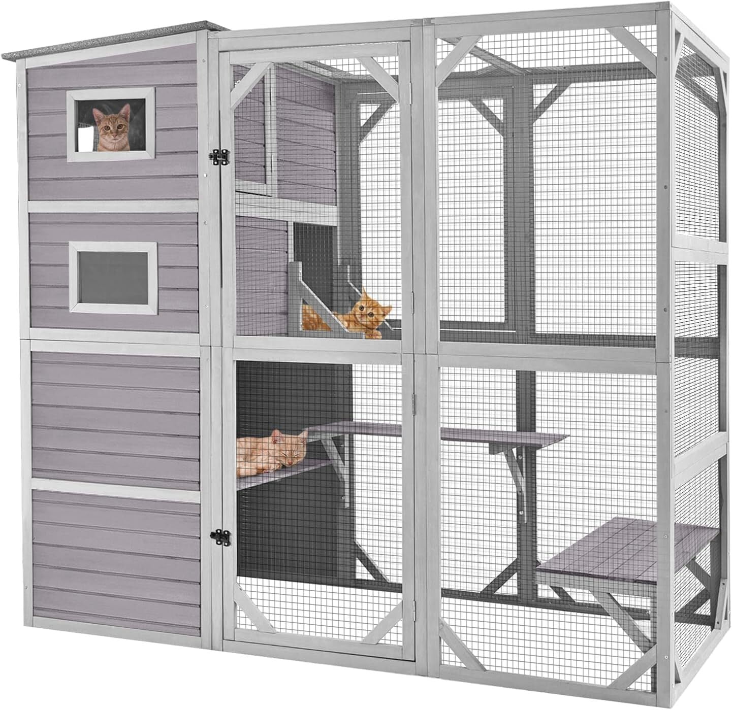 Aivituvin Large Catio Outdoor Cat Enclosure wih 4 Tiers Cat House for ...