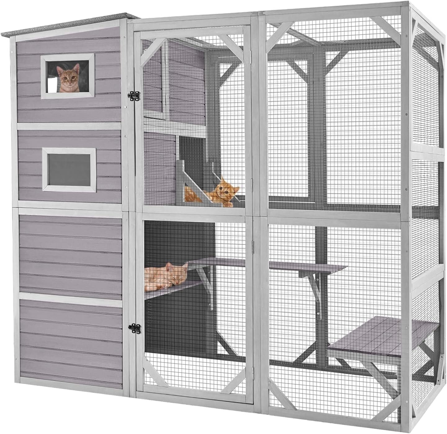 Aivituvin Large Catio Outdoor Cat Enclosure with Weatherproof Cat House ...
