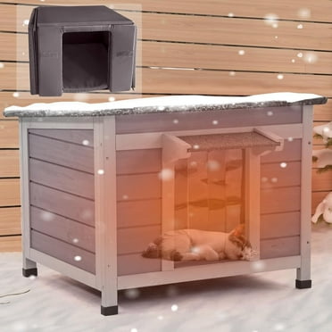 Outdoor Cat House Feral Cat Enclosure for Winter Double Rooms ...