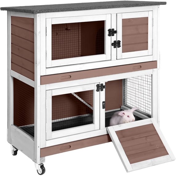 Aivituvin Rabbit Hutch Indoor, 36'' Bunny Hutch Outdoor, Mobile Rabbit ...