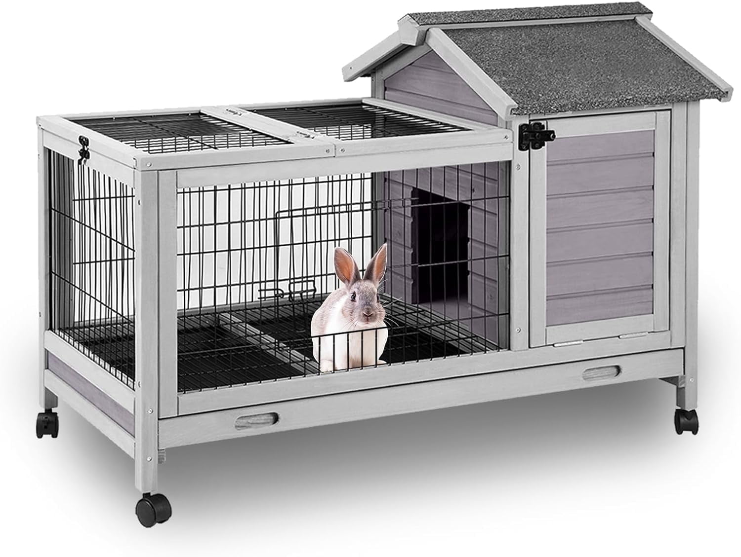 Aivituvin Rabbit Hutch Indoor Bunny Cage Outdoor Wooden Guinea Pig Cage ...