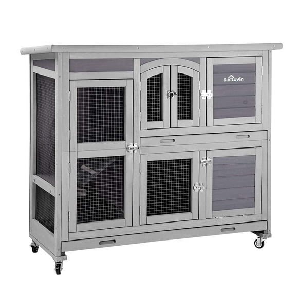 Aivituvin Rabbit Hutch Indoor Rabbit Cage with Wheels Outdoor Bunny ...