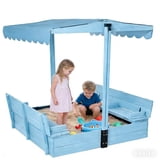 Aivituvin Sandbox with Cover Wooden Sand Box with Lid Foldable Beench ...