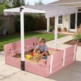 Aivituvin Sandbox for Kids with Adjustable Canopy, Wooden Sand Box with ...