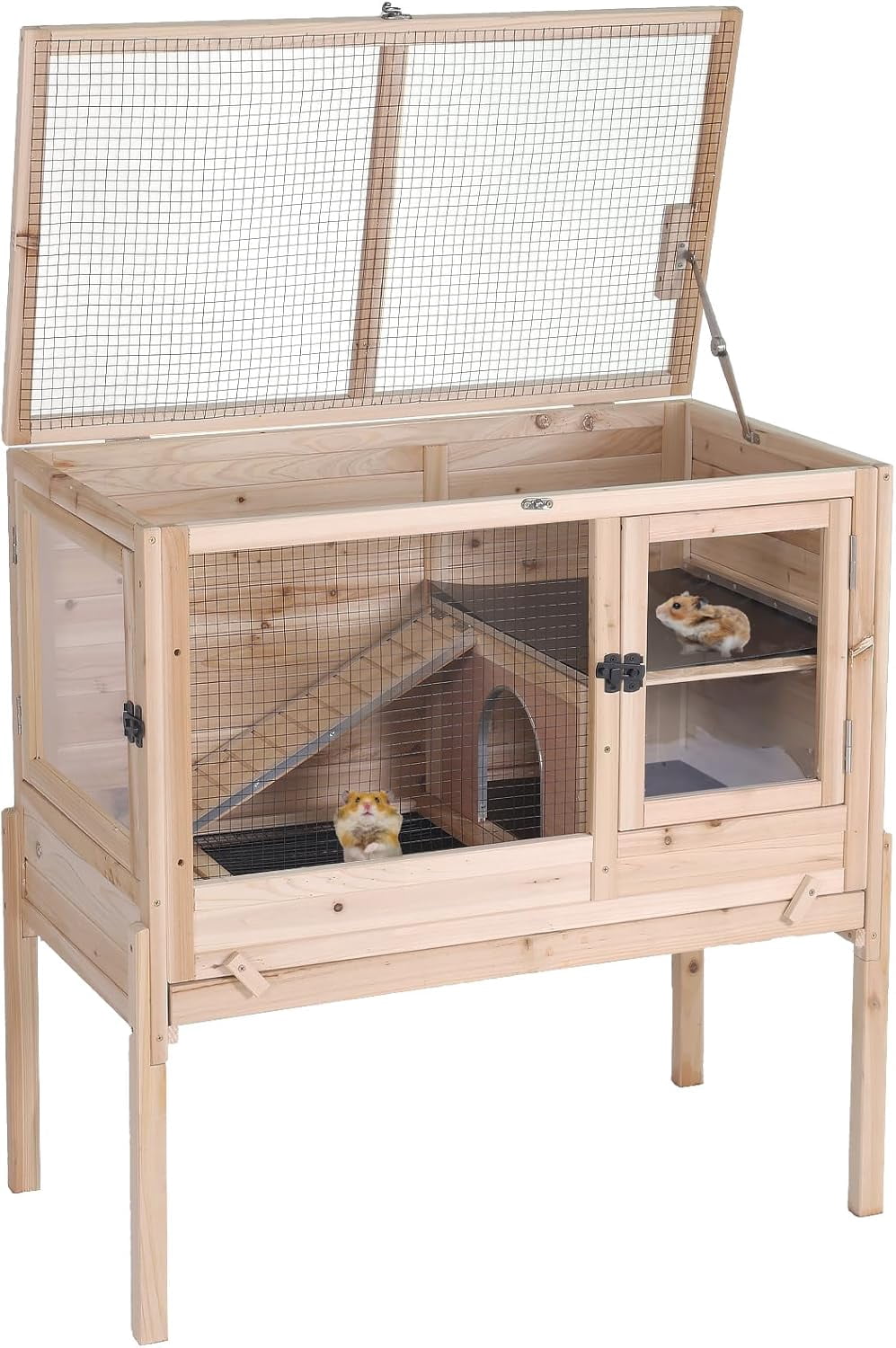 Aivituvin Wooden Guinea Pig Cages Indoor with Removable Stand, Anti ...