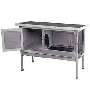 MEDEHOO Wooden Rabbit Hutch, Indoor Outdoor Bunny Cage with Asphalt ...