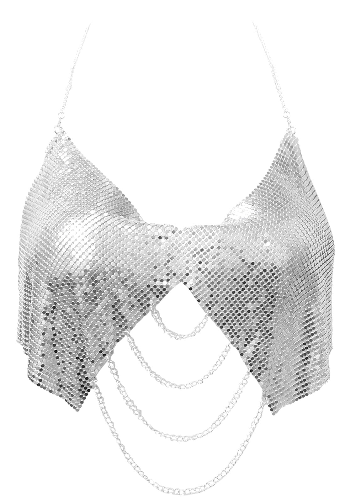 Aivtalk Women Metallic Sequin Tank Tops Shiny Backless Glitter Halter ...