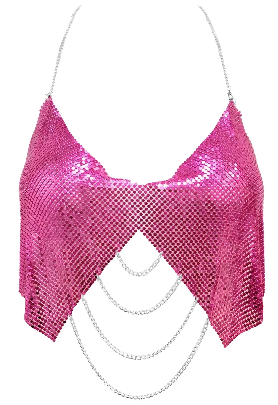 Aivtalk Womens Chainmail Tanks Metallic Sequin Tops Sparkle Backless ...