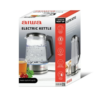 MasterChef Electric Tea Kettle, Glass and Black Water Boiler, 1.8-Qt ...