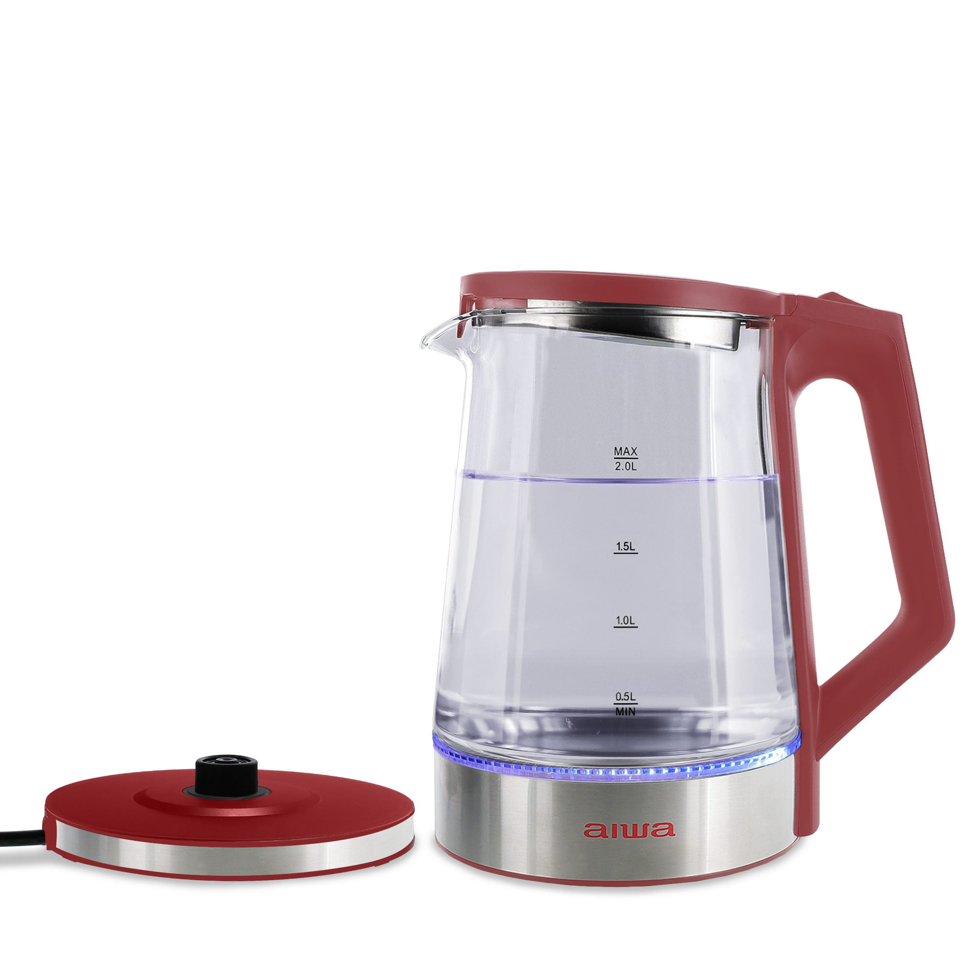 Aiwa Electric Red Tea Kettle 8.4 Cups with Blue Indicator Lights ...