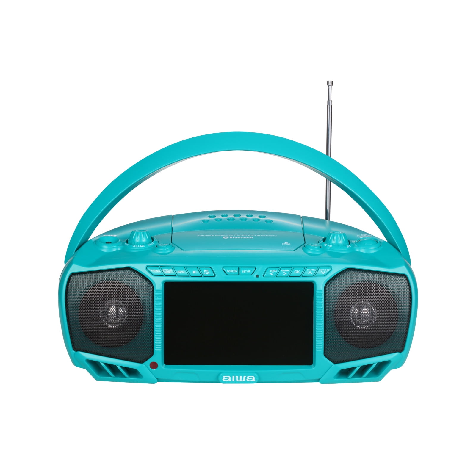 Aiwa Portable Boombox with 7" LCD Display, Bluetooth, FM Radio, CD/DVD ...