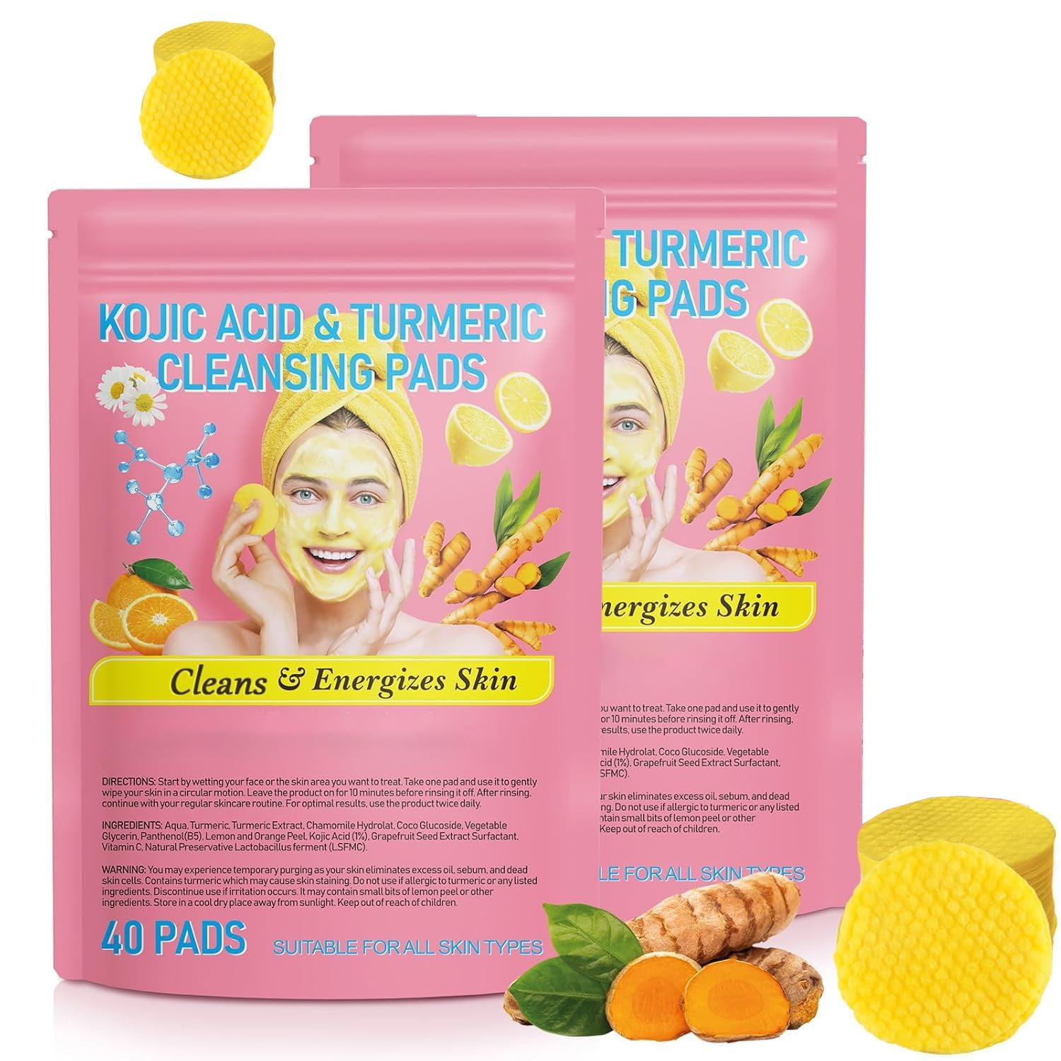 Aiwejay 80PCS Turmeric Face Scrub Pads,Turmeric Kojic Acid Cleansing ... Aiwejay 80PCS Turmeric Face Scrub Pads,Turmeric Kojic Acid Cleansing ...
