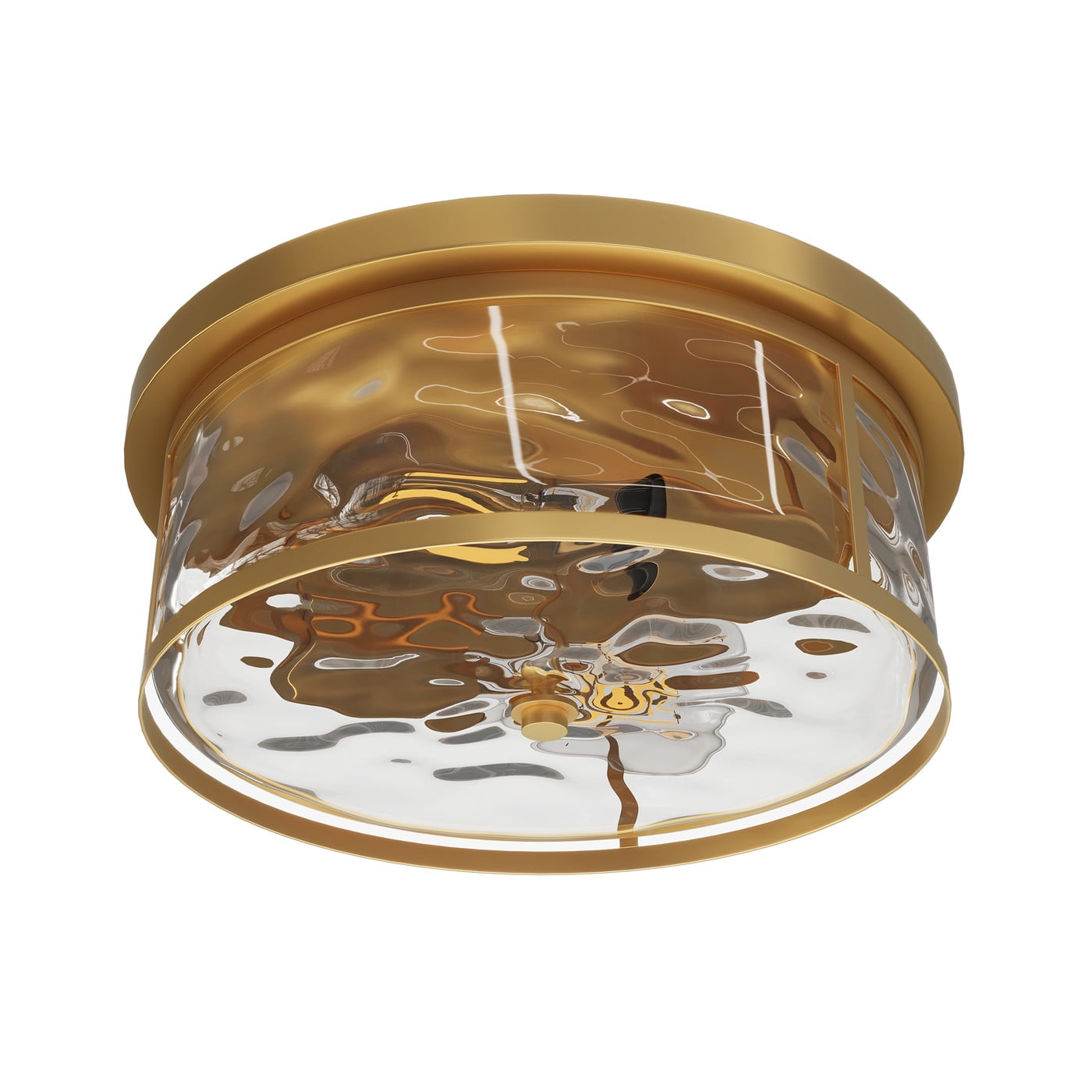 Aiwen 2-Light Gold Ripple Glass Flush Mount Ceiling Lamp Rustic Retro ...