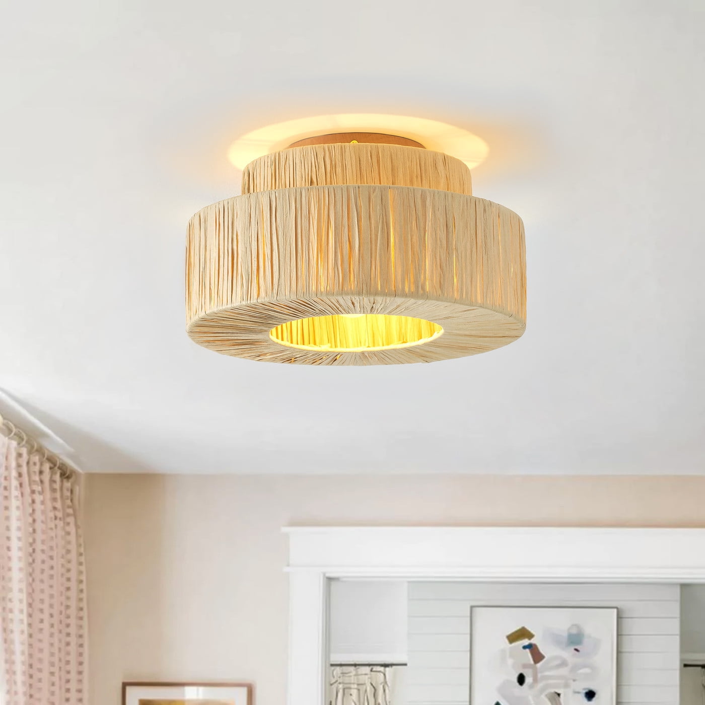 Aiwen 2-Tiered Boho Caged Woven Modern Ceiling Light for Kitchen ...