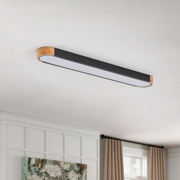 Aiwen 37.4" LED Linear Flush Mount Ceiling Light, Modern Matte Black ...