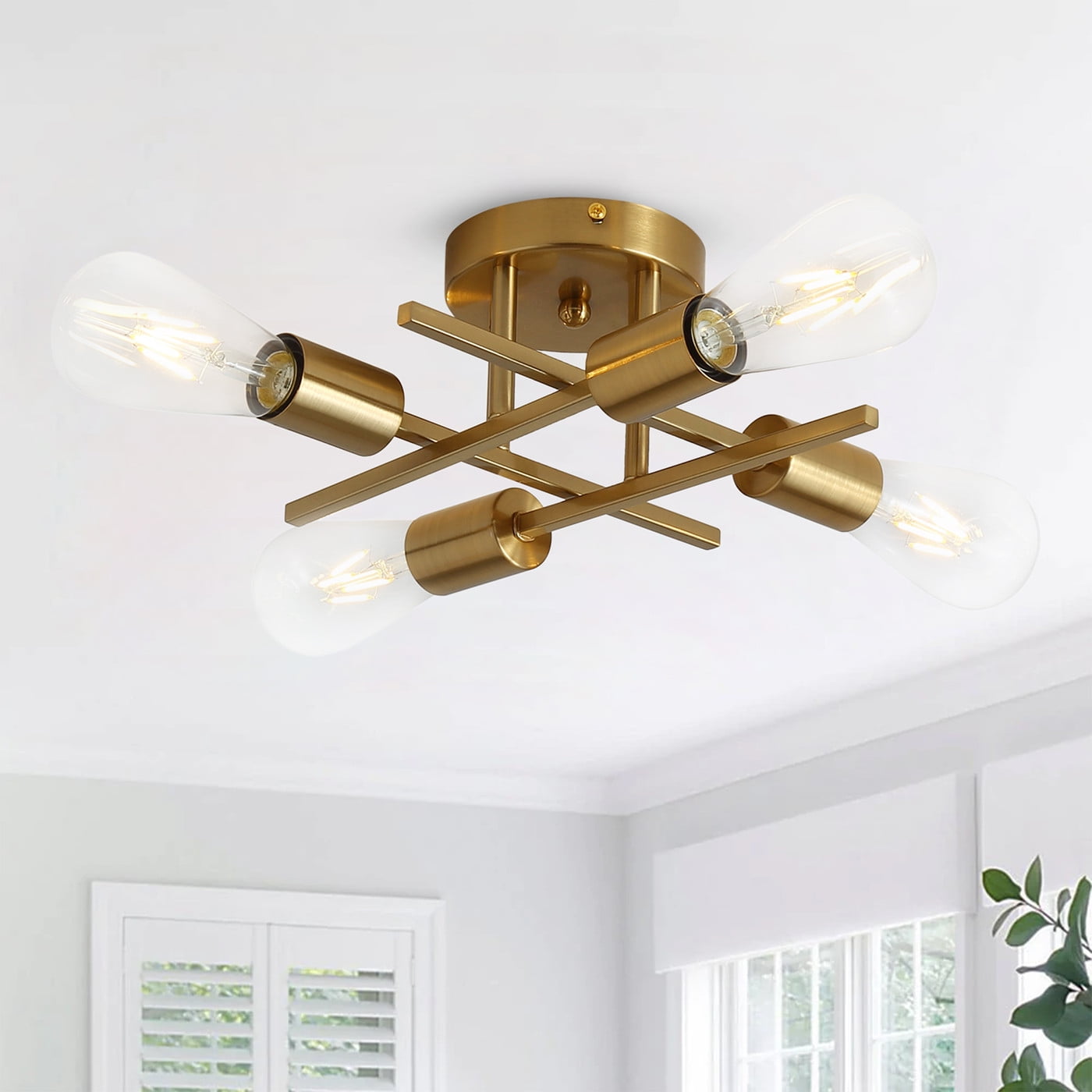 Aiwen 4 Lights Gold Farmhouse Ceiling Light, Modern Light Fixture for ...