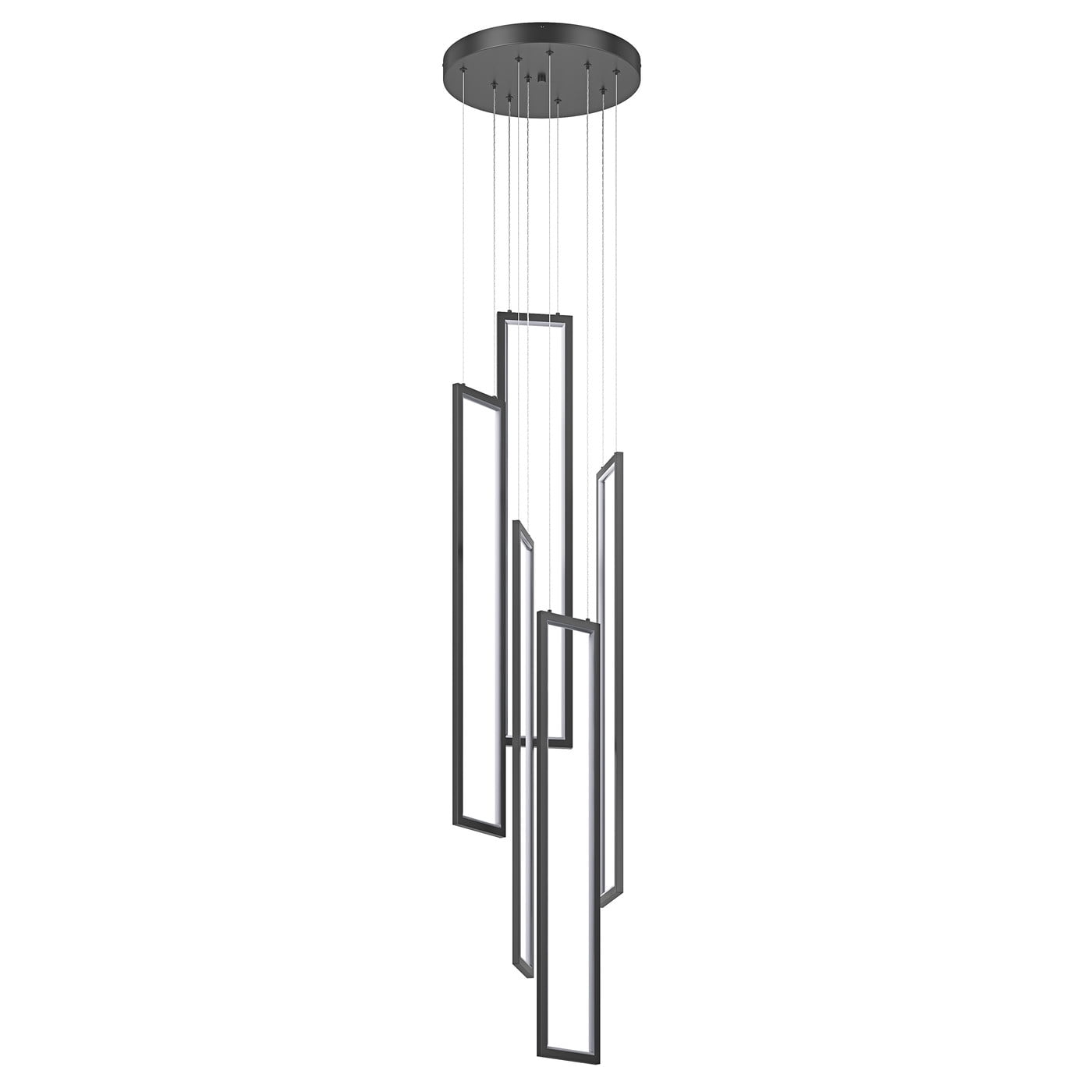 Aiwen 5-Light Chandelier Geometric Rectangular Pendant Lighting Black Industrial Hanging Sputnik ...