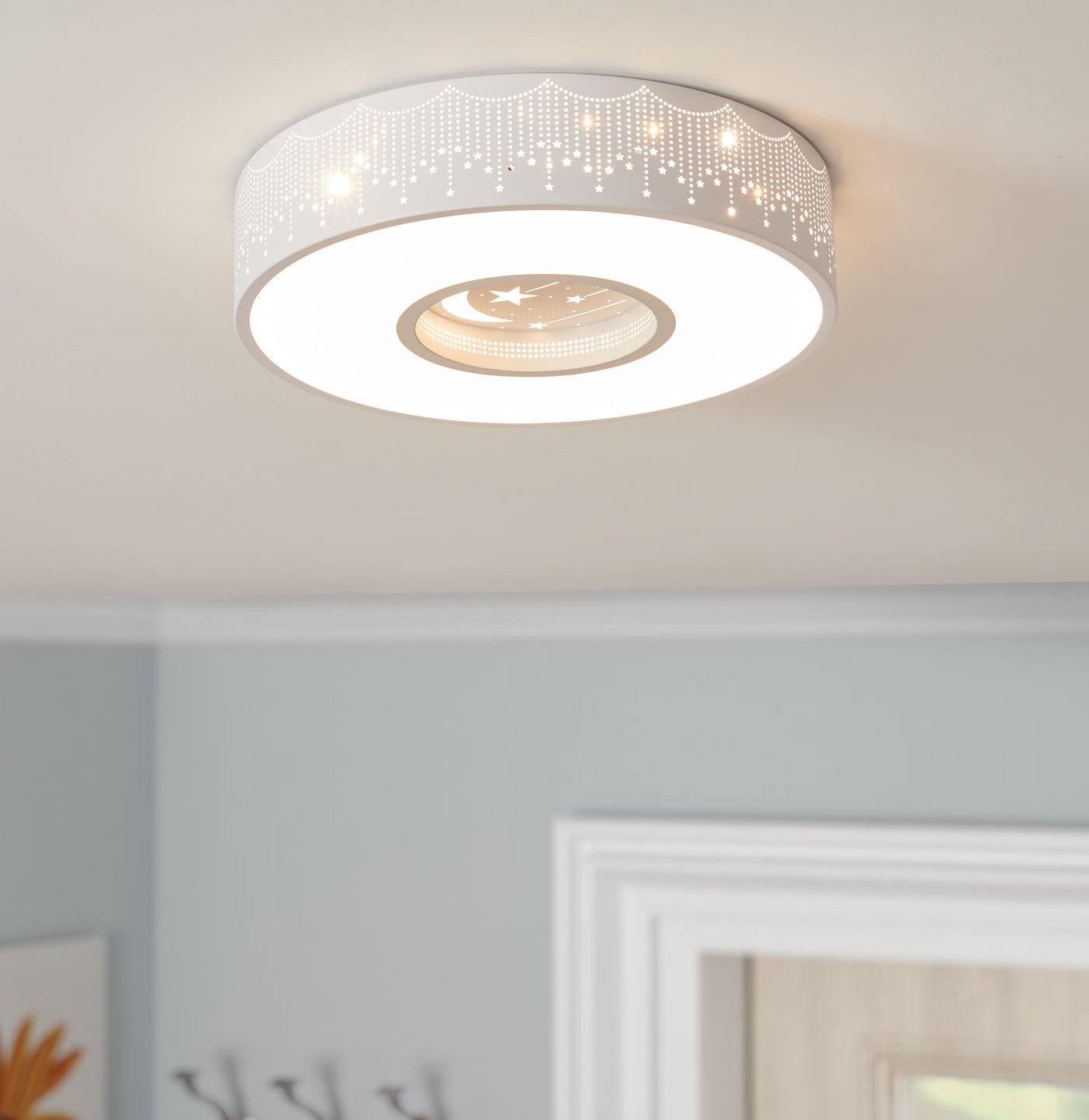 Aiwen Acrylic Moon and Star Flush Mount Ceiling Lamp with Integrated LED Light White - Walmart.com