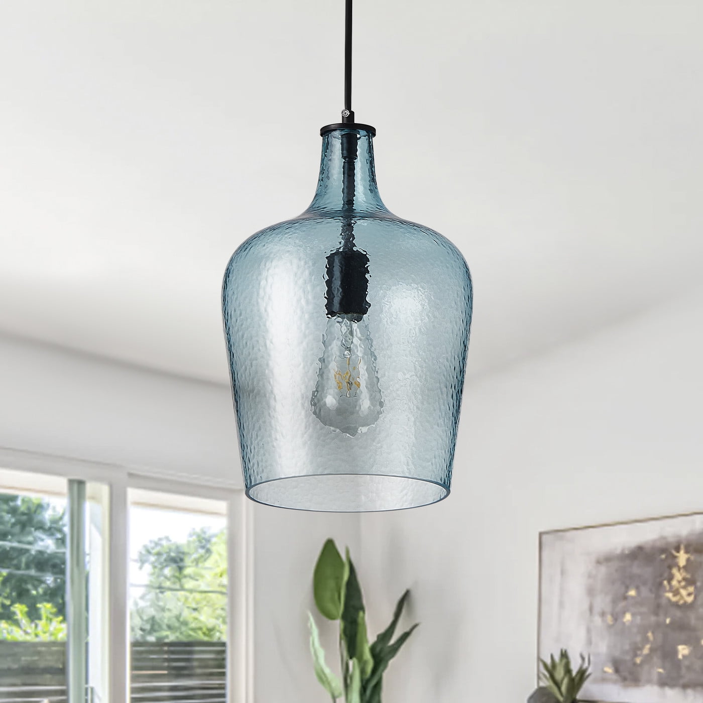 Aiwen Blue Glass Light Fixture Modern Home Pendant Light Bedside Living ...