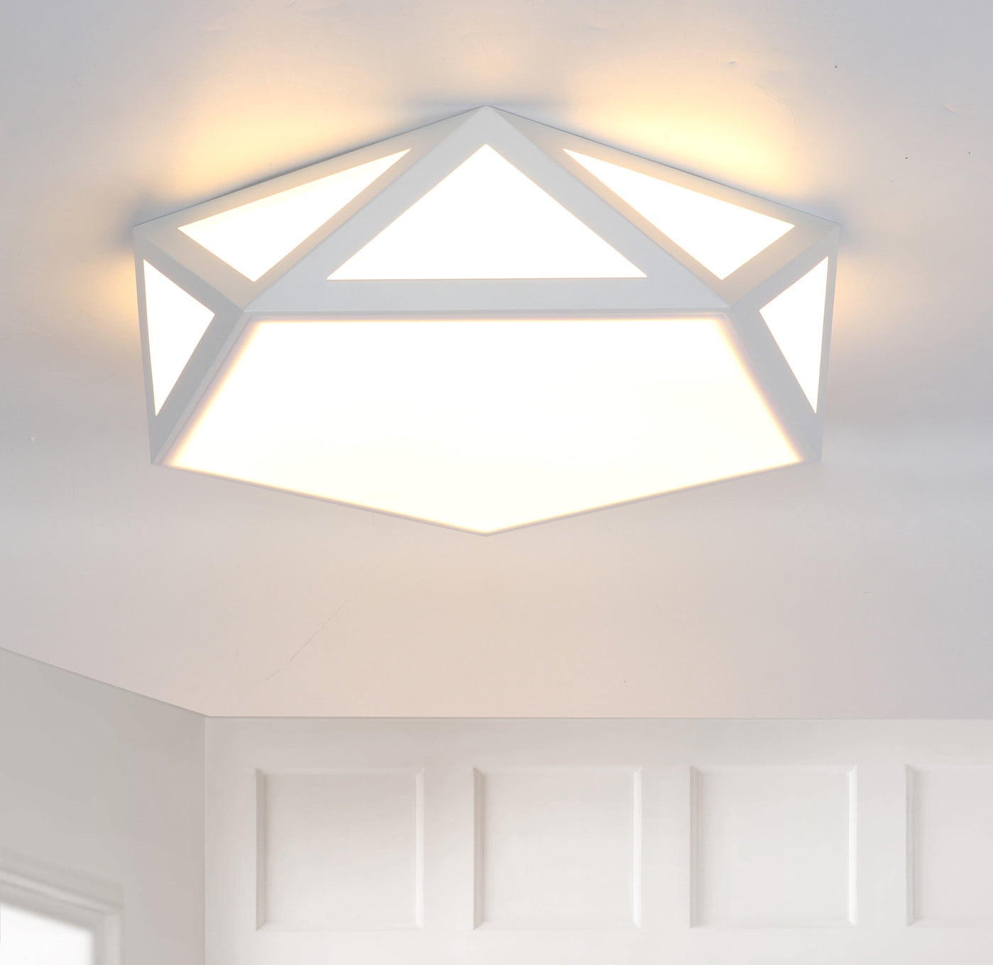 Aiwen Geometric Acrylic Flush Mount Ceiling Lamp with Integrated LED ...