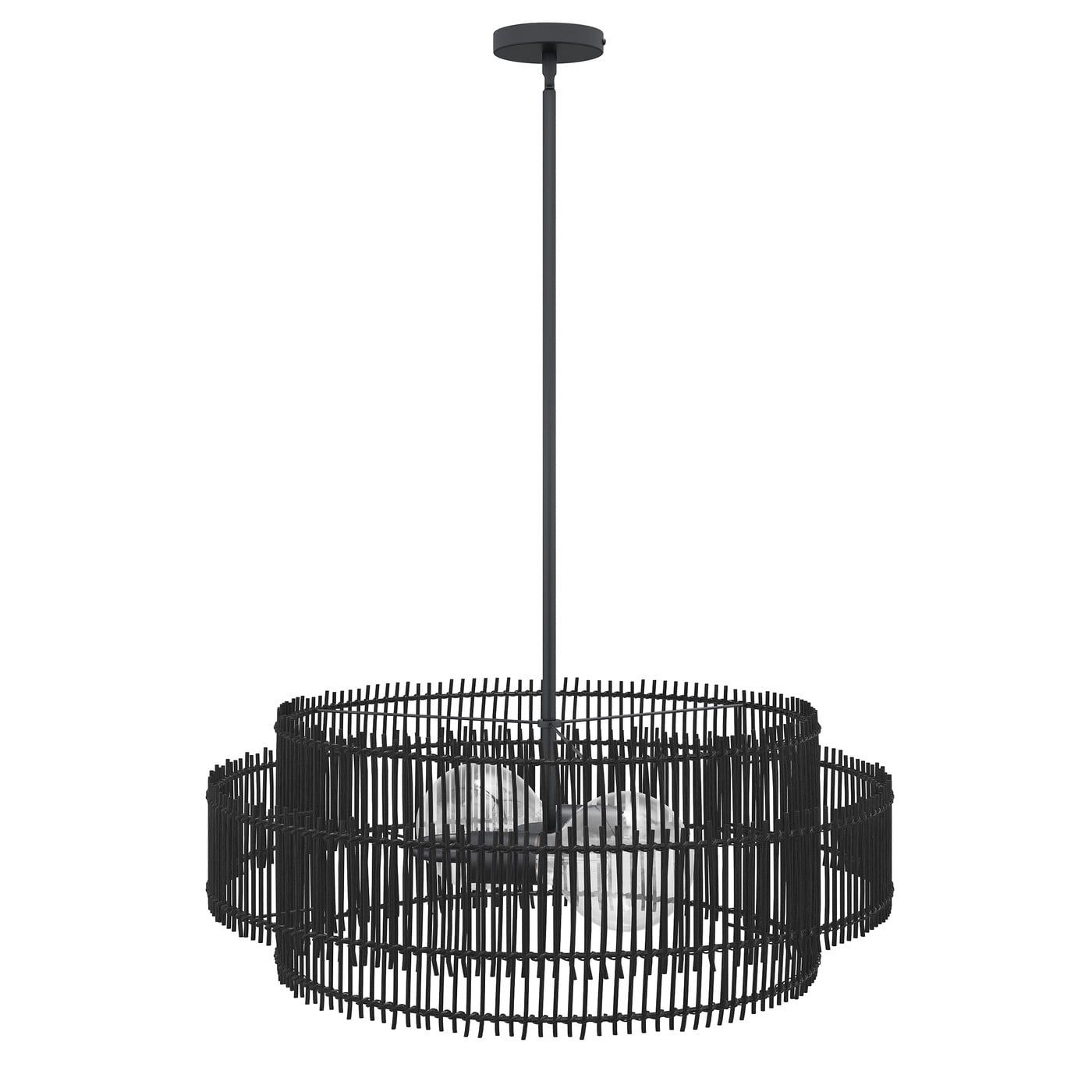 Aiwen Hand-Woven Rattan Chandelier 2 Lights Bohemia Flush Mount Ceiling ...