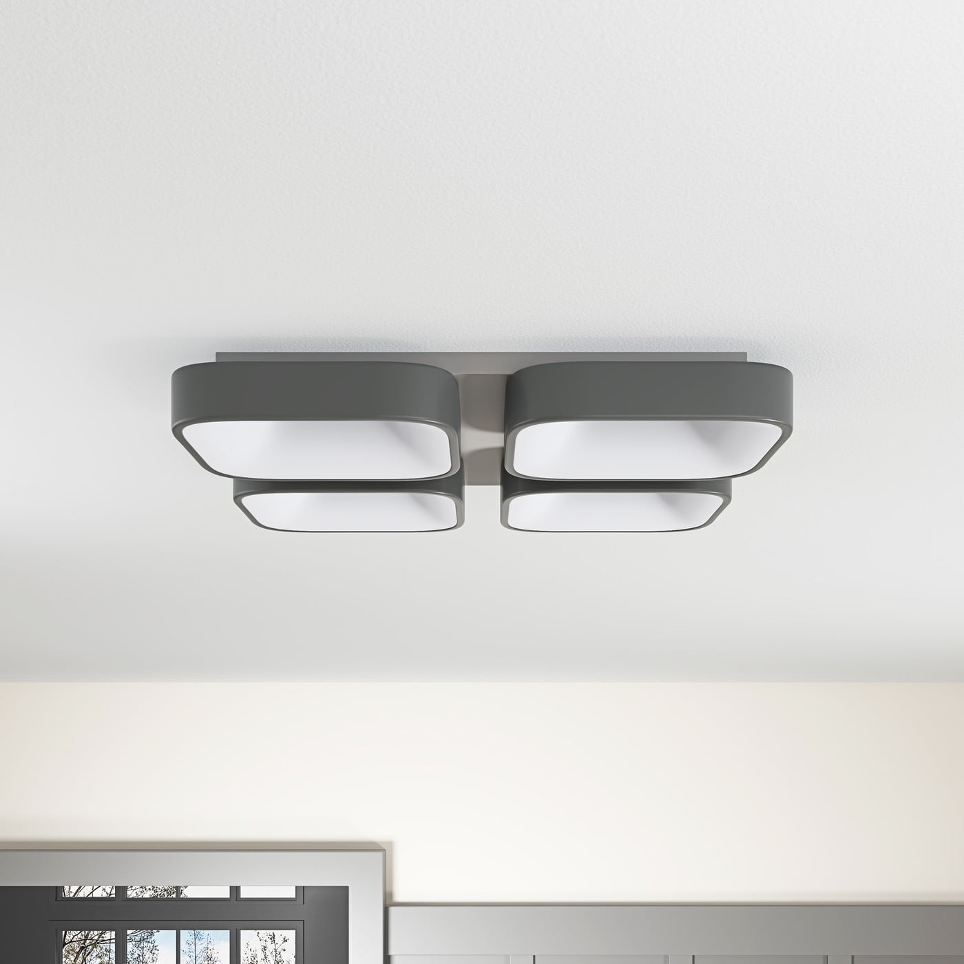 Aiwen LED Ceiling Lamp Modern Novelty Light Fixture 4 Square Flush ...