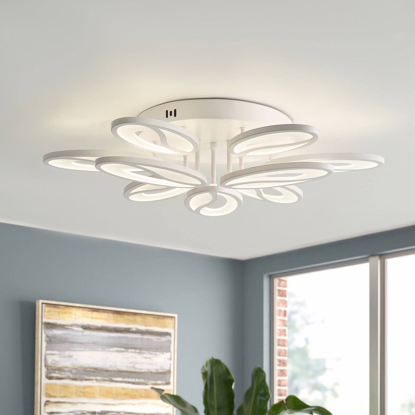 Aiwen LED Chandelier Modern White Acrylic Ceiling Lamp Flower Design ...
