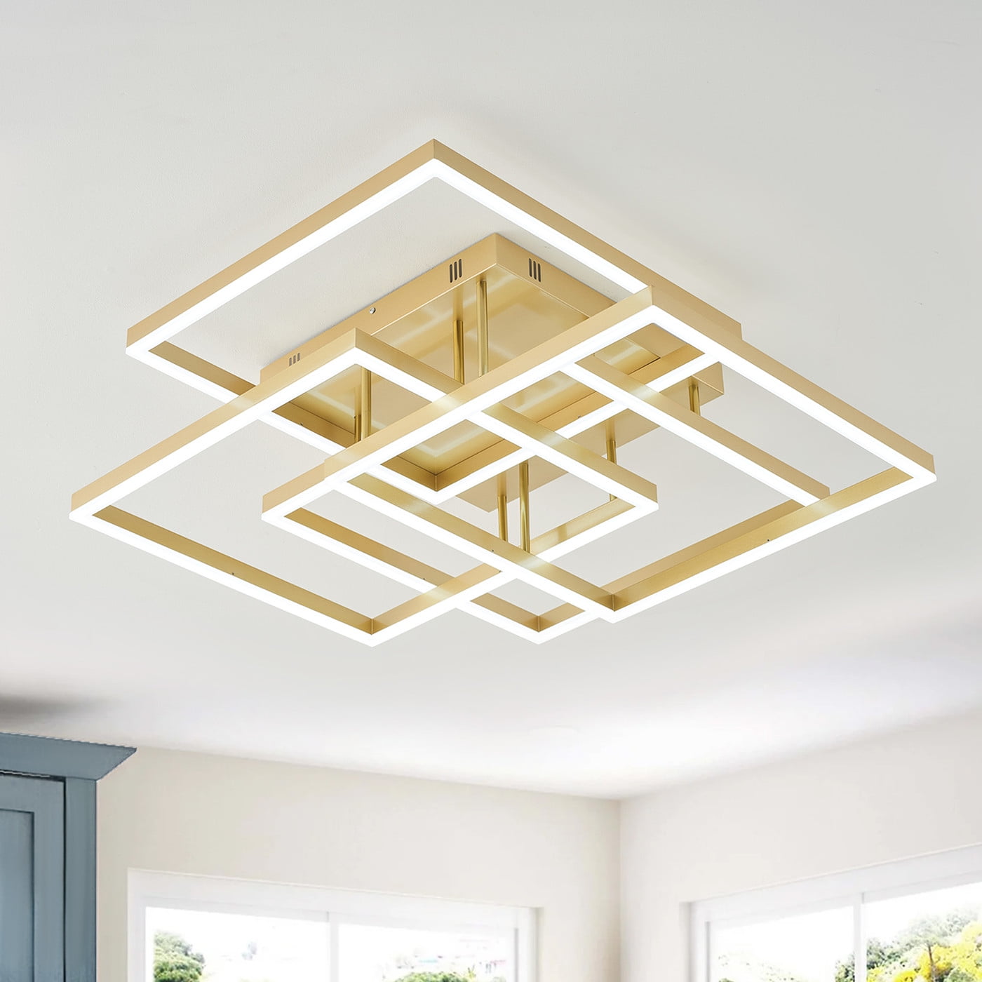 Aiwen LED Geometric Flush Mount Ceiling Lamp Acrylic 4 Rectangle ...