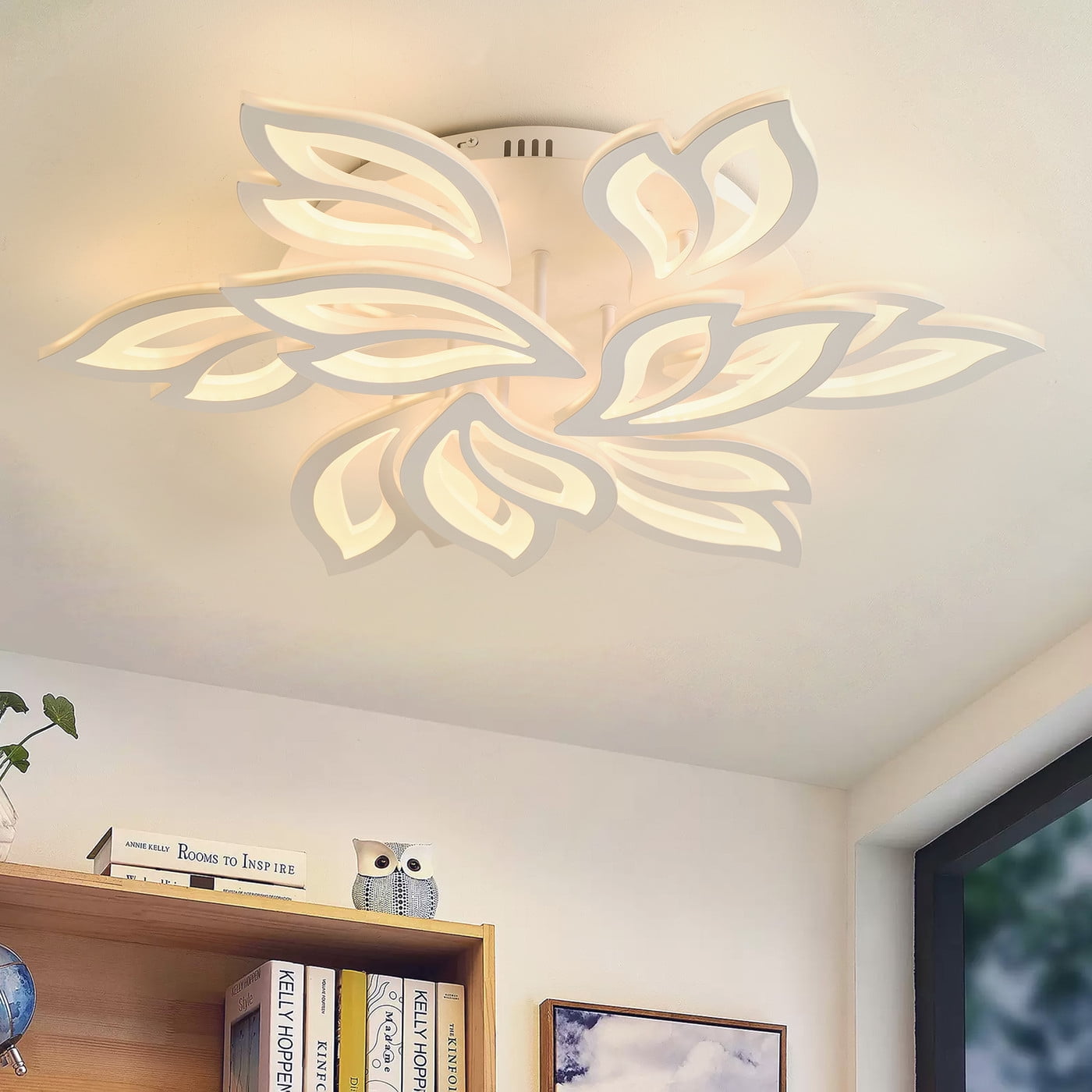 Aiwen Petal LED Flush Mount Ceiling Light White Acrylic Dimmable 3 ...