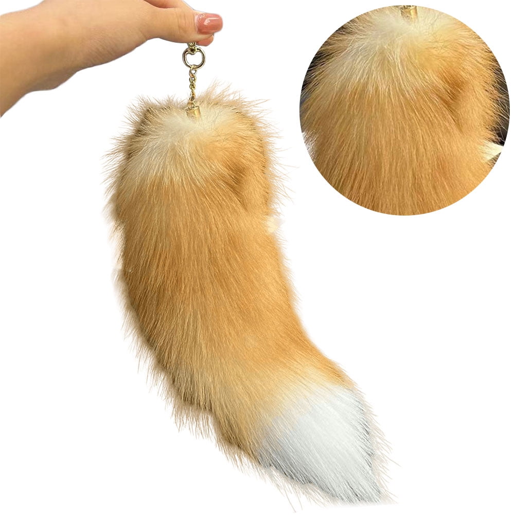 Aixig Huge Fluffy Faux Fur Fox Tail Keychain Therian Tail Fox Tail ...