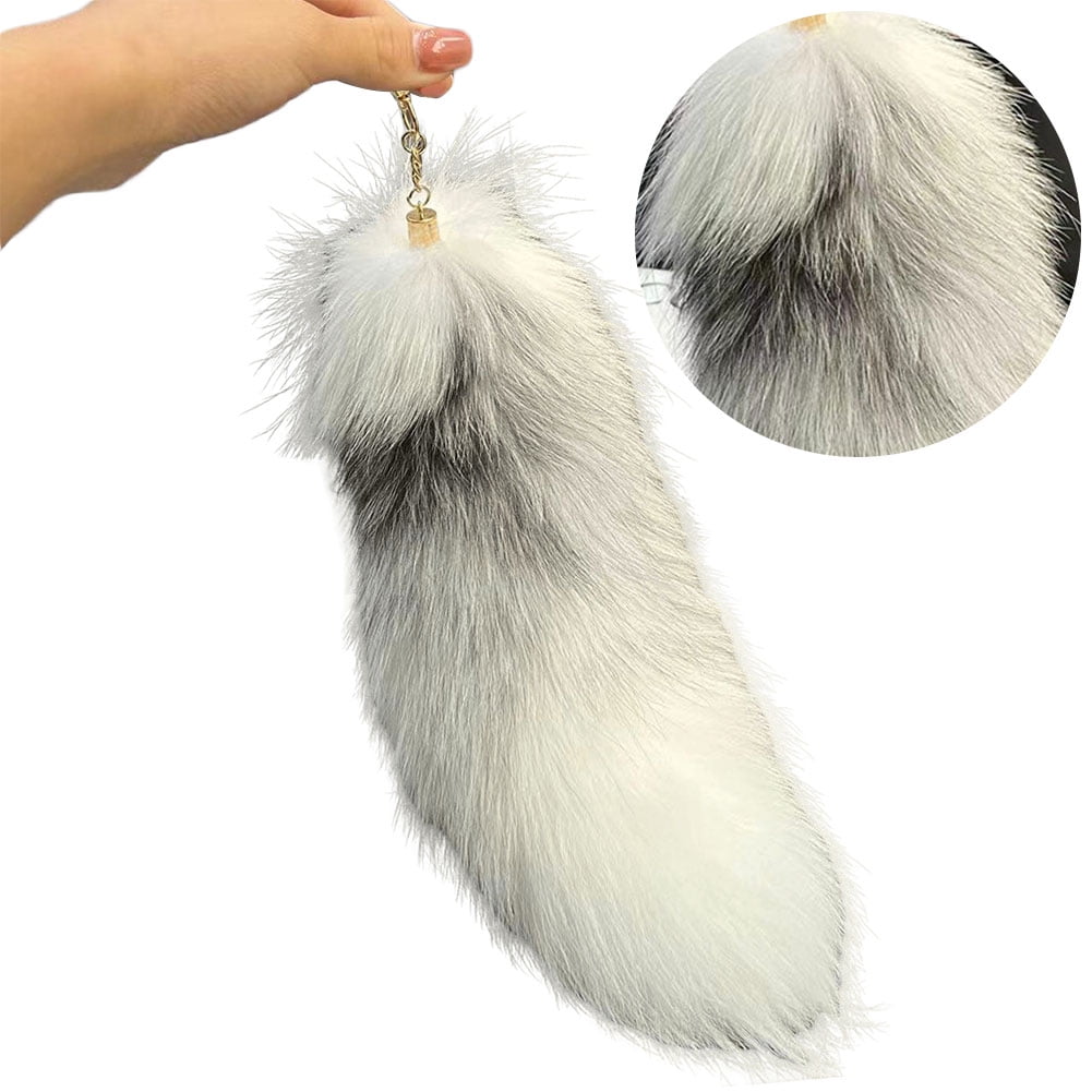 Aixig Huge Fluffy Faux Fur Fox Tail Keychain Therian Tail Fox Tail ...