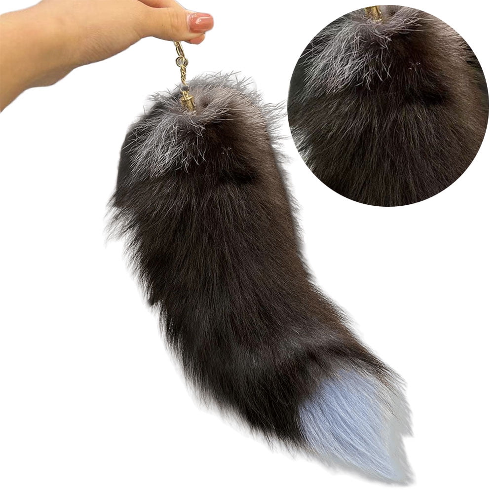 Aixig Huge Fluffy Faux Fur Fox Tail Keychain Therian Tail Fox Tail ...